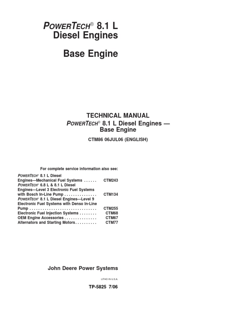 Technical Manual Powertech 8.1 L Diesel Engines Base Engine | PDF ...