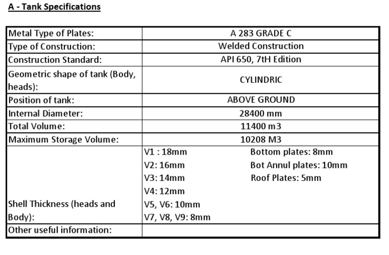 Tanks Data Sheet: - Annexe 9 | PDF | Valve | Gases
