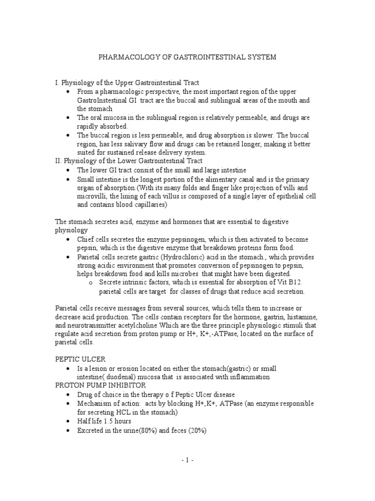 Gastrointestinal Pharmacology Overview | PDF | Gastrointestinal Tract ...