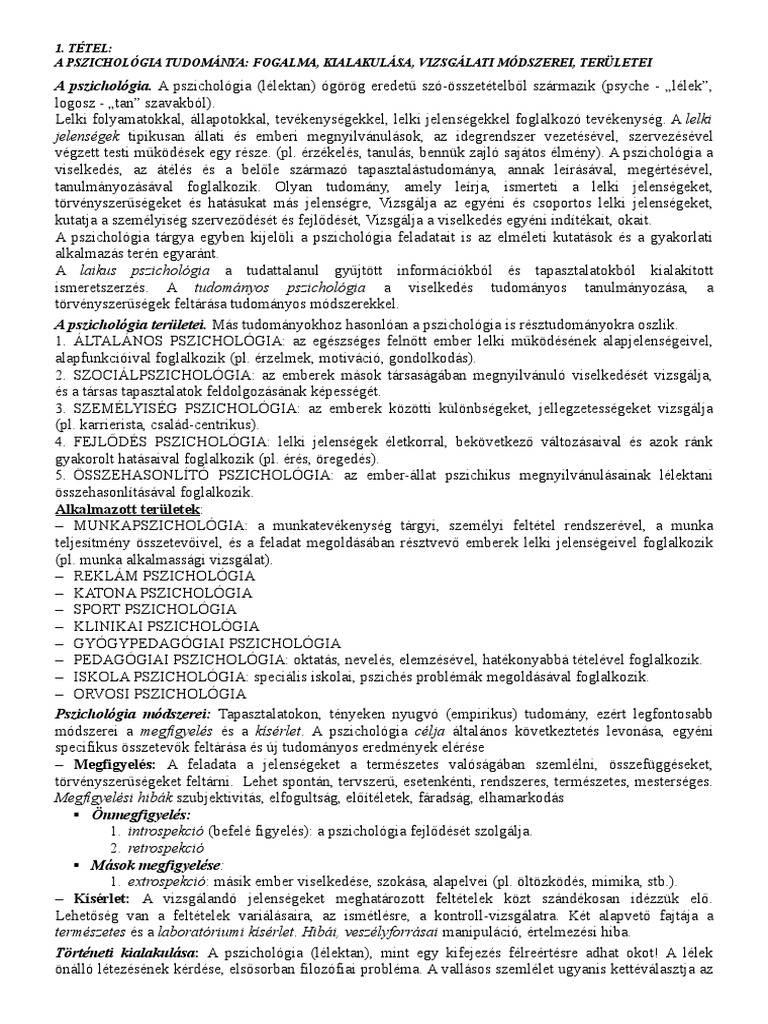 Pszicho Tetelek | PDF