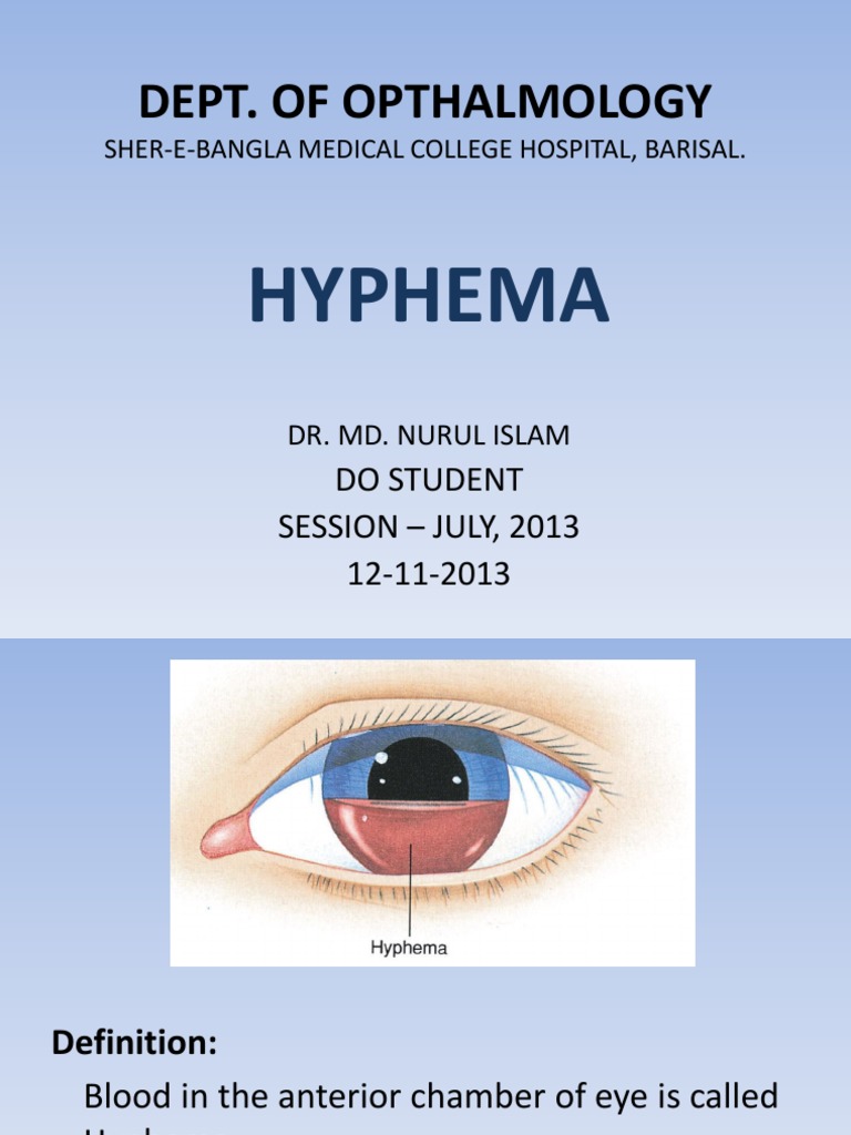 hyphema-140917144203-phpapp02ths | Medical Specialties | Ophthalmology
