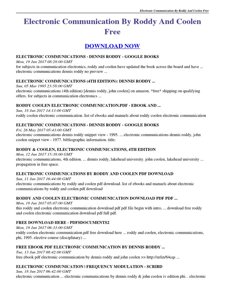 Electronic Communication by Roddy & Coolen | PDF | E Books | Google Books