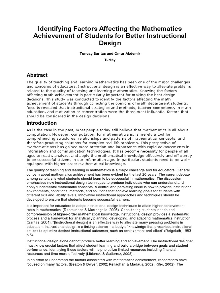 Identifying Factors Affecting The Mathematics Achievement of Students ...
