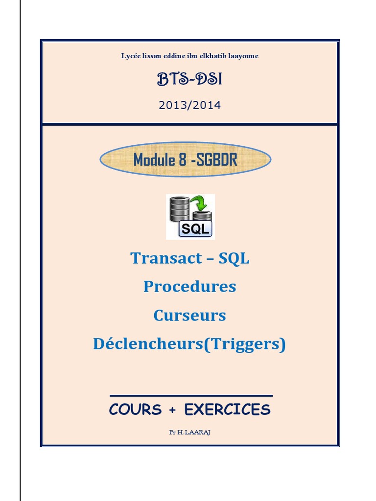 Cours - Exercices T SQL PDF | PDF | Structure de contrôle | SQL