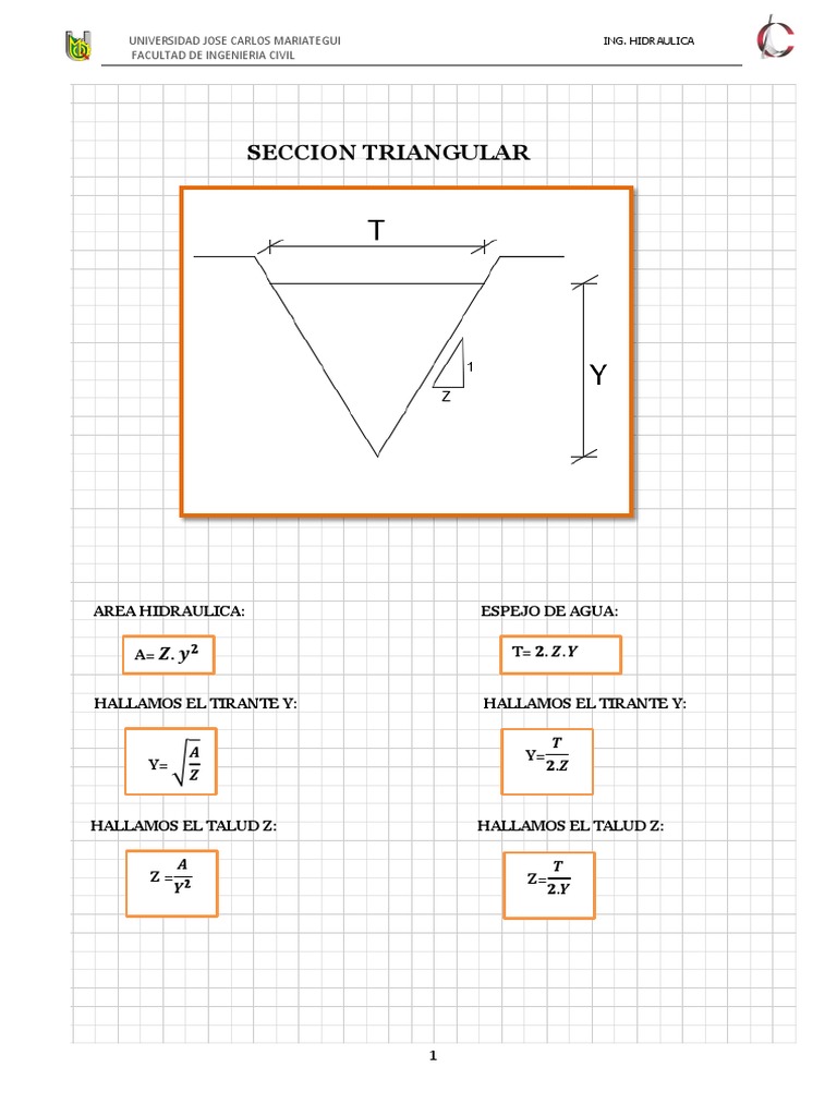 Seccion Triangular - Hidraulica PDF | PDF