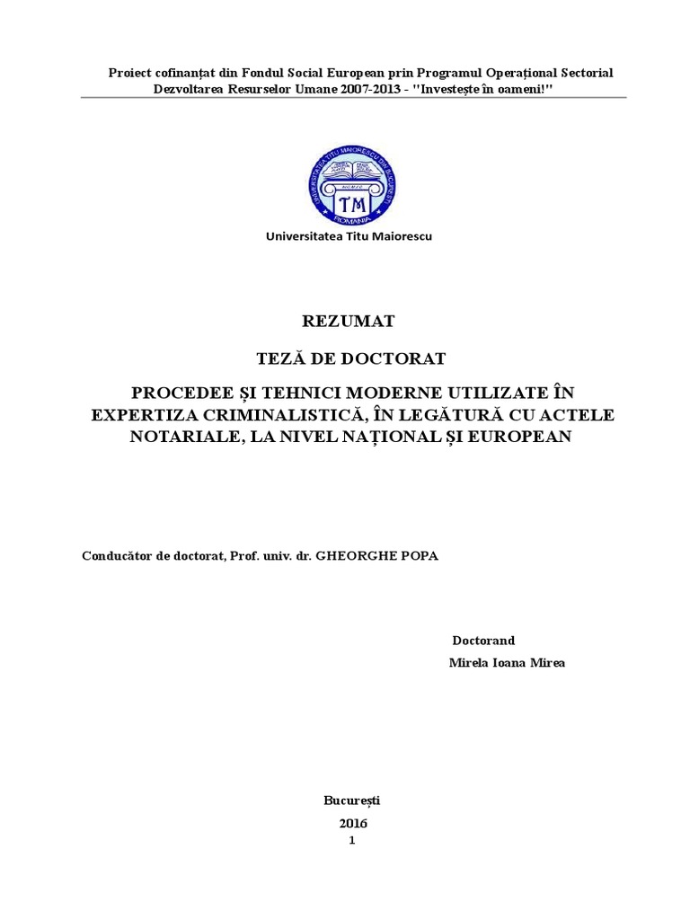 Rezumat Lucrare Disertatie | PDF