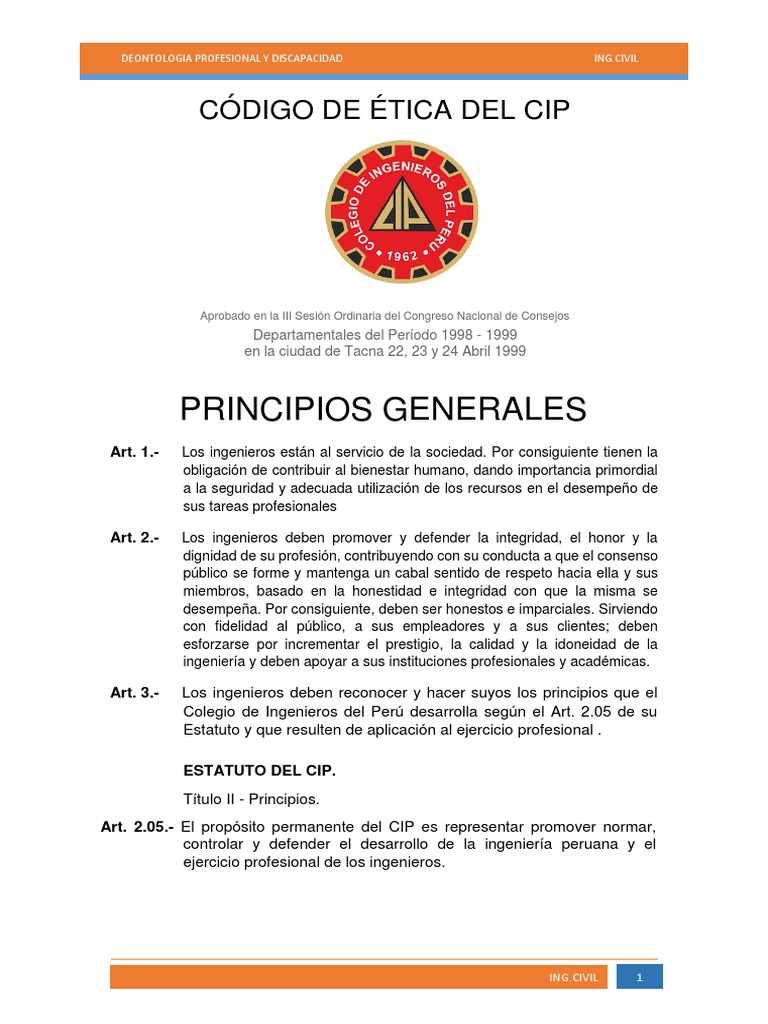 Código de Ética Del Cip | PDF | Ciudadanía | Ética profesional
