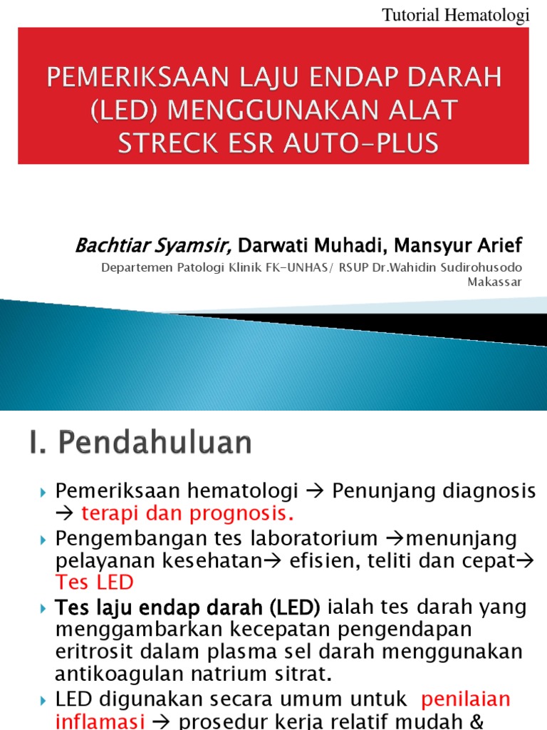 Metode Pemeriksaan Laju Endap Darah | PDF