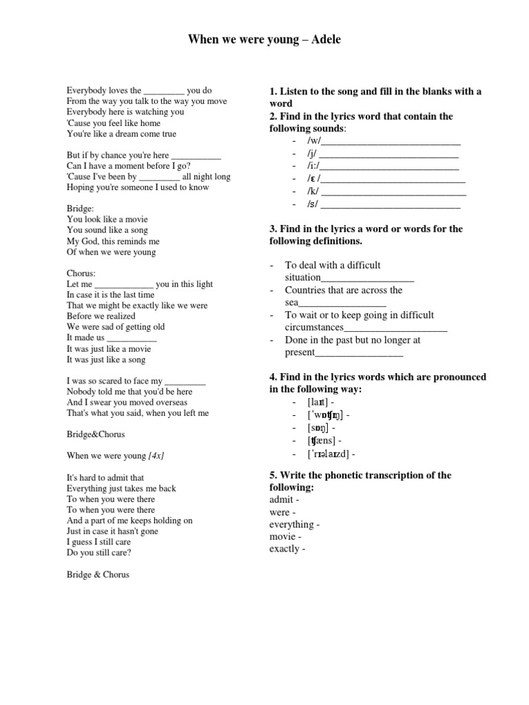 D8 June 11 Adele When We Were Young | PDF | Entertainment (General ...