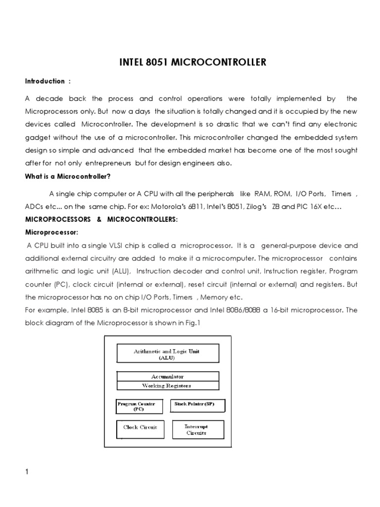 8051 Notes New | PDF | Microcontroller | Microprocessor