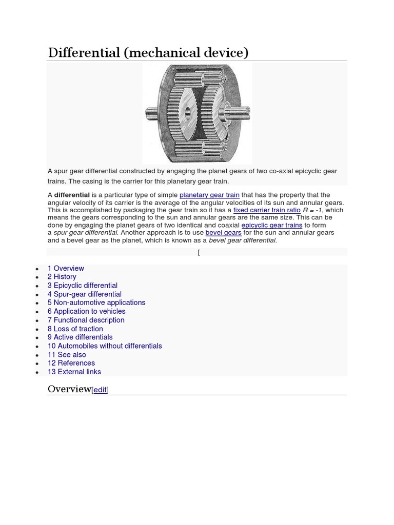 Mechanical Differential Overview | PDF | Transmission (Mechanics) | Gear