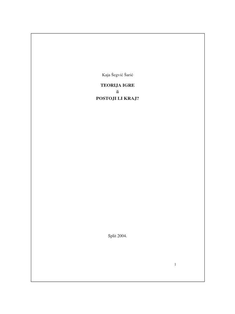 Teorija Igre PDF | PDF