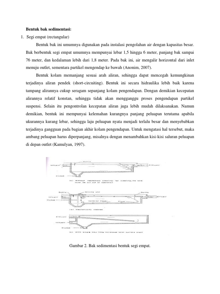 Desain dan Fungsi Bak Sedimentasi | PDF