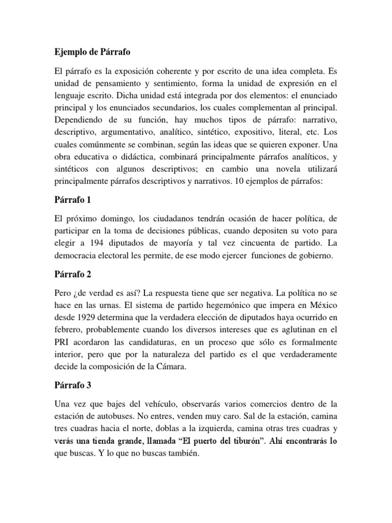 Ejemplo de Párrafo
