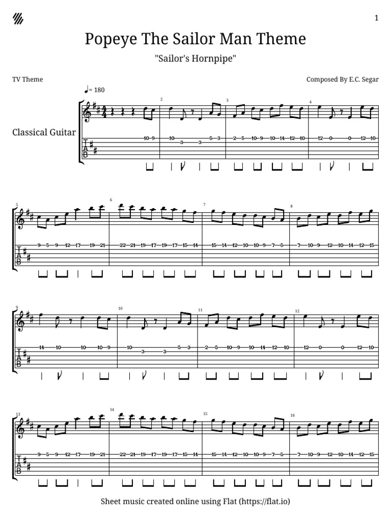 Popeye Theme Sheet Music | PDF