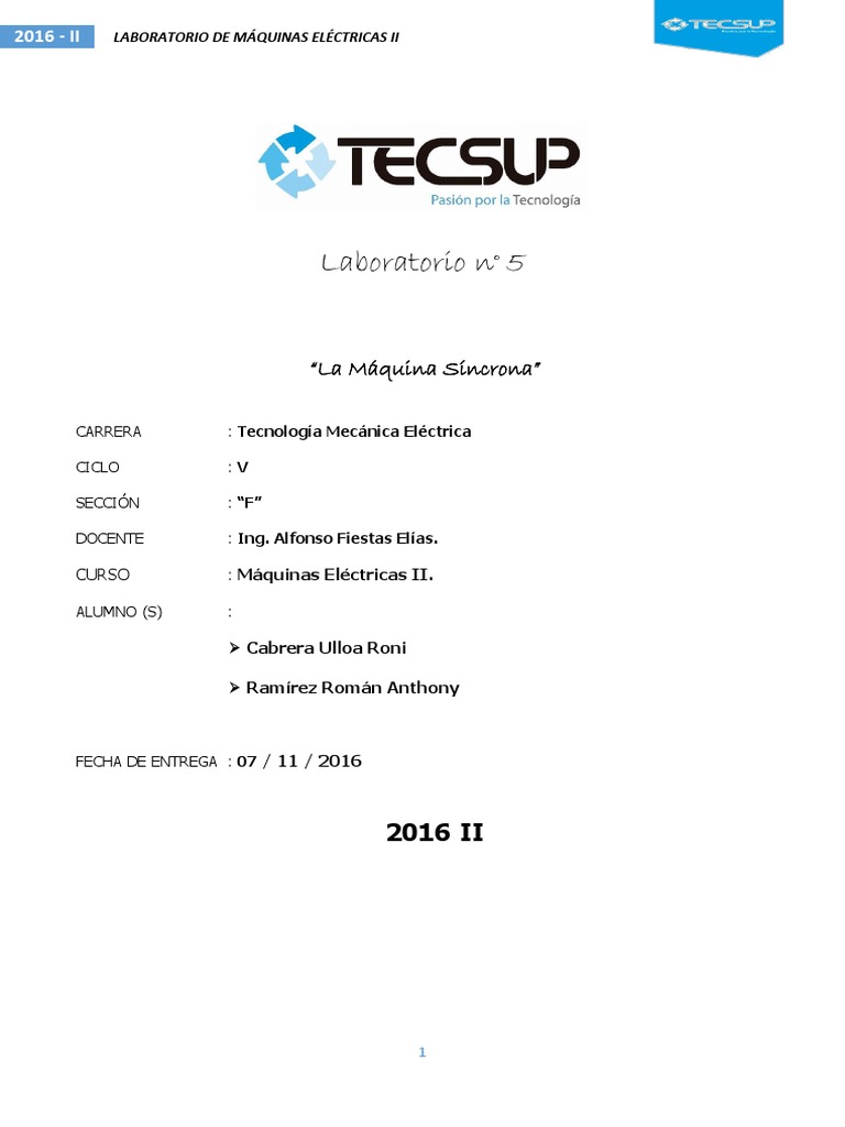 Laboratorio 5 Maquinas Electricas II | PDF | Magnetismo | Ingenieria Eléctrica