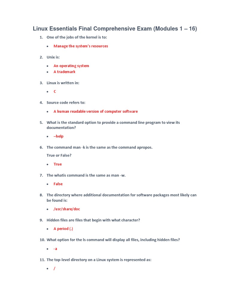 Linux Essentials Final Comprehensive Exam | PDF | Command Line ...