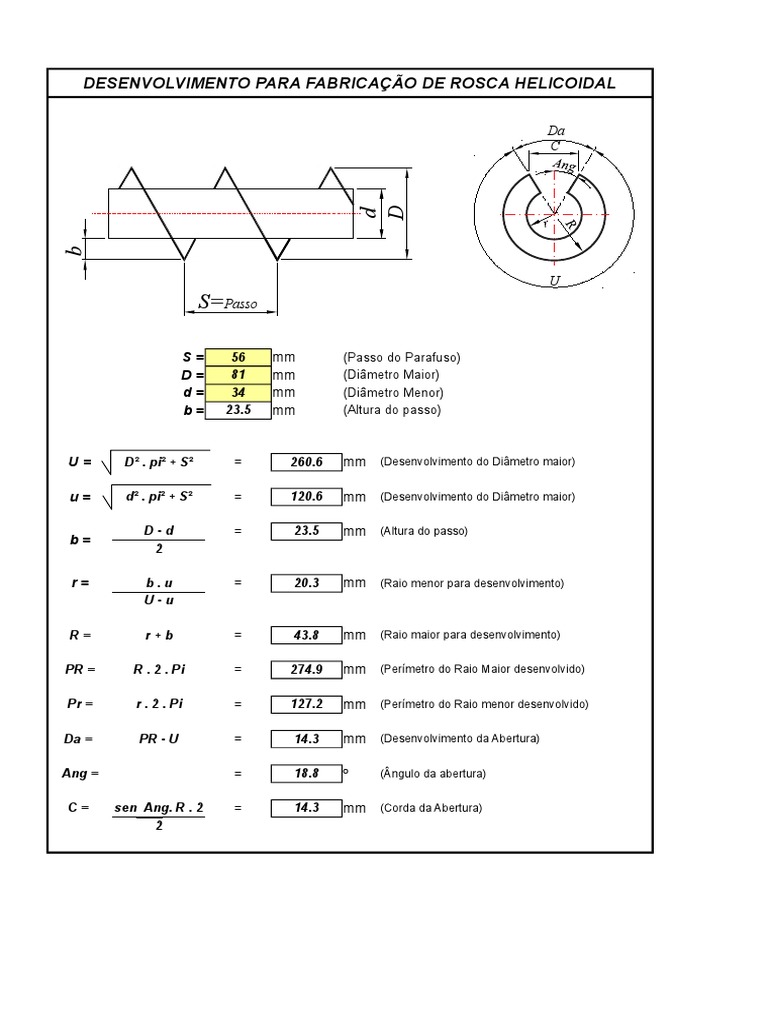 Planificacao Rosca Helicoidal | PDF