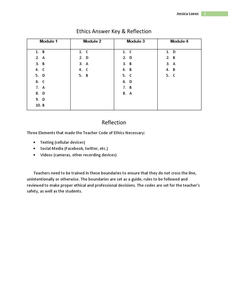 Ethics Answer Key | PDF