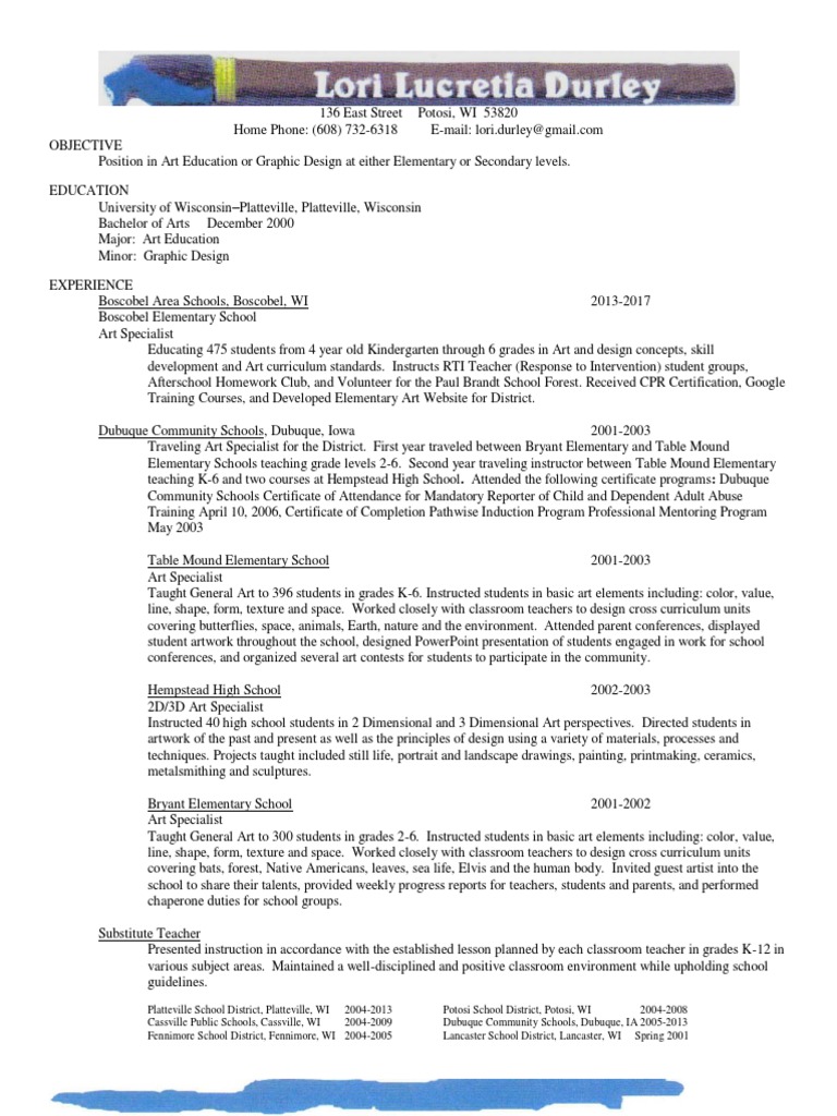 Lori Durley Resume 2017 Final | Graphics | Primary Education