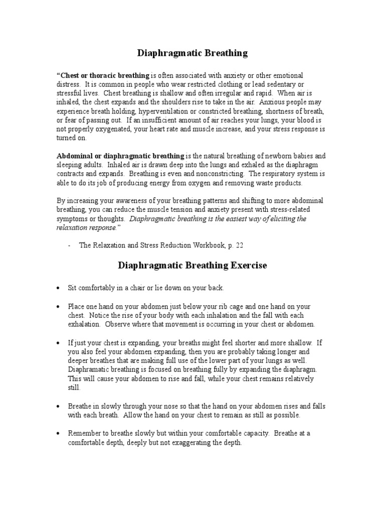 Diaphragmatic Breathing Handout