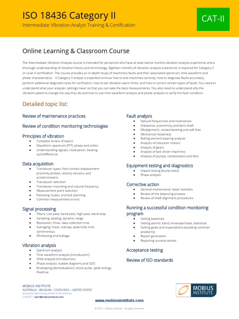 ISO 18436 Category II Vibration Analyst Training Topics | PDF ...