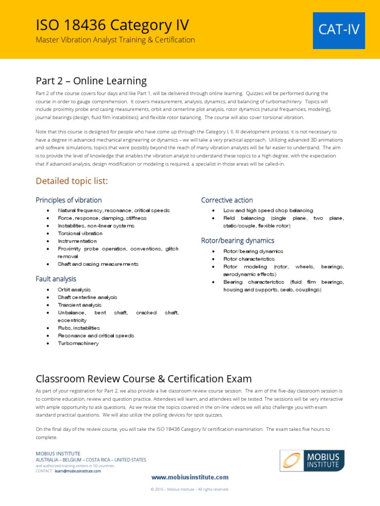 ISO 18436 Category IV Vibration Analyst Training Topics | PDF ...