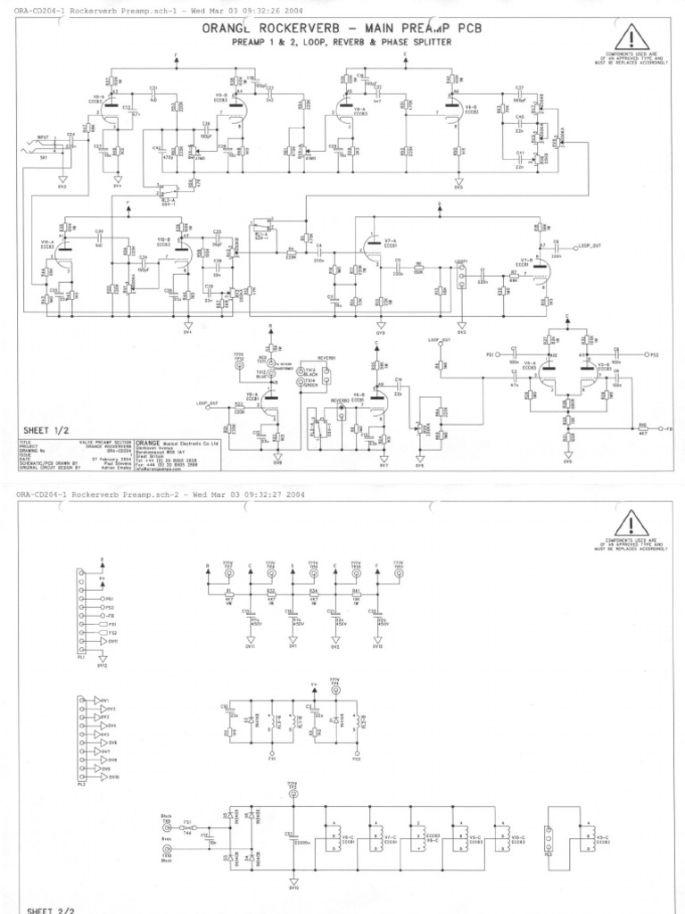 Orange Rockerverb Guitar Amplifier Schematic | PDF