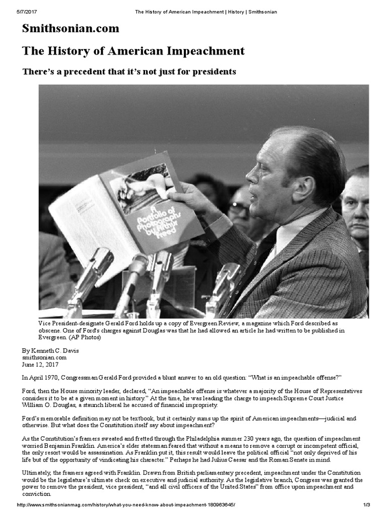 The History of American Impeachment: There's A Precedent That It's Not ...