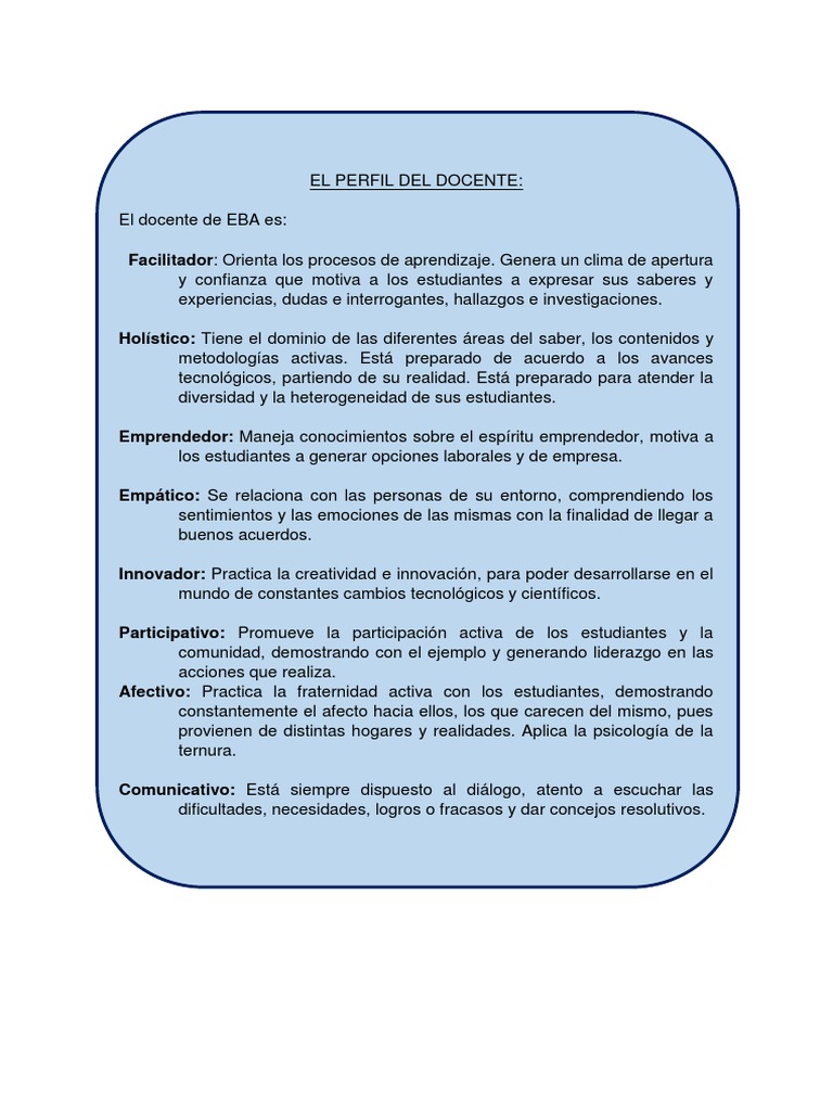 El Perfil Del Docente | PDF