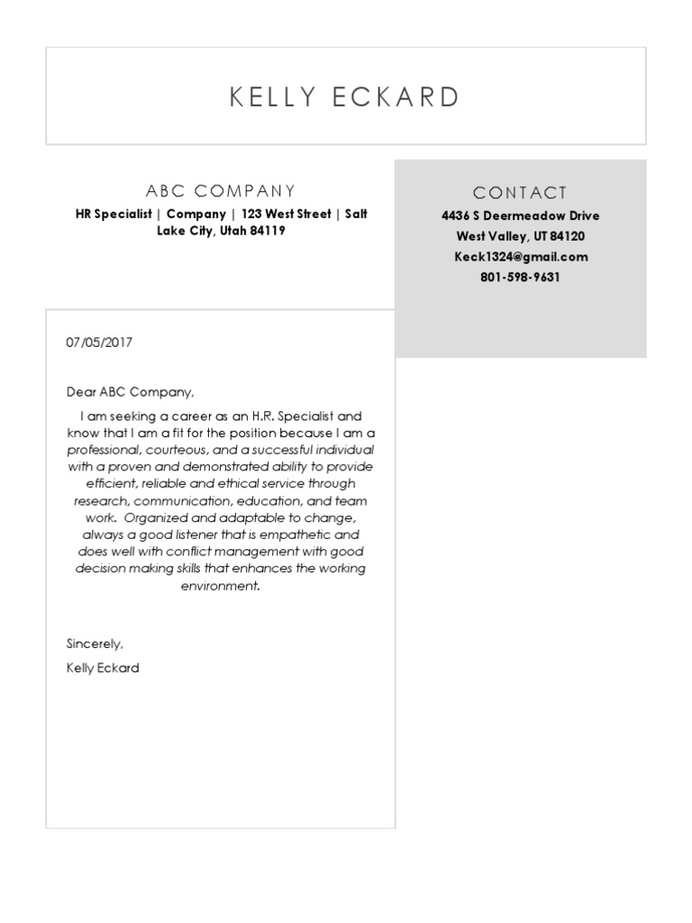 Abc Company Cover Letter | PDF | Behavioural Sciences | Communication
