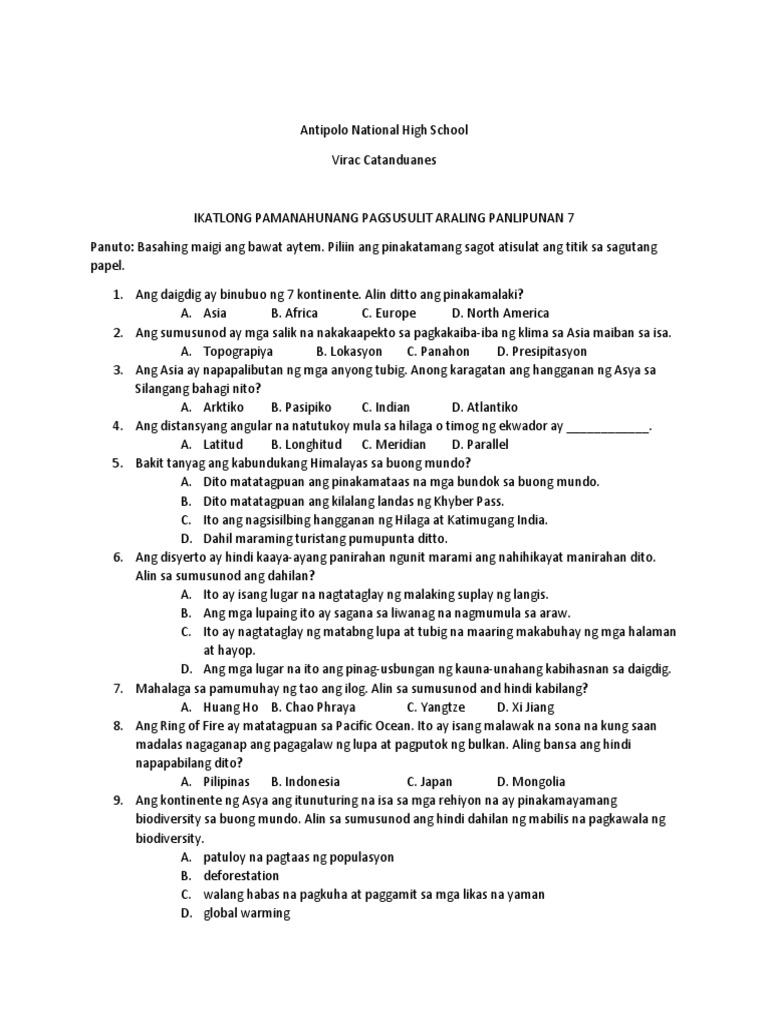 3rd Grading Period in AP Grade 7 | PDF