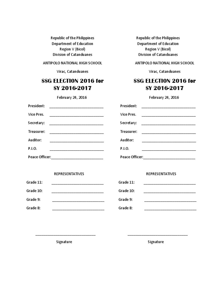 SSG ELECTION 2016 For SY 2016-2017 SSG ELECTION 2016 For SY 2016-2017 ...