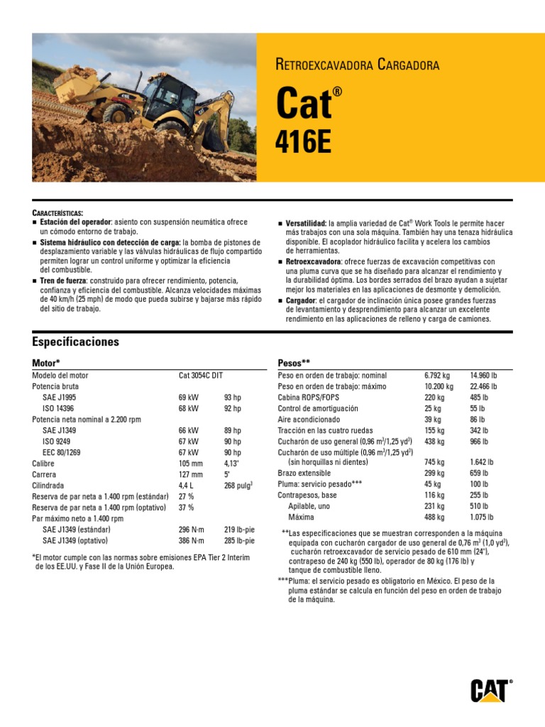 Cat Retroexcavadora 416e | PDF | Eje | Transmisión (Mecánica)