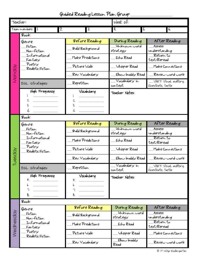 Guided Reading Lesson Plan: Group - Teacher: Week of | PDF | Vocabulary ...