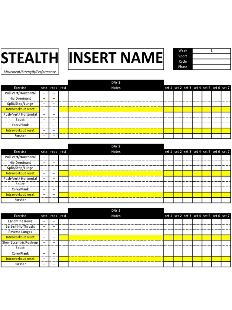 Stealth Program Workout Template | PDF | Wellness