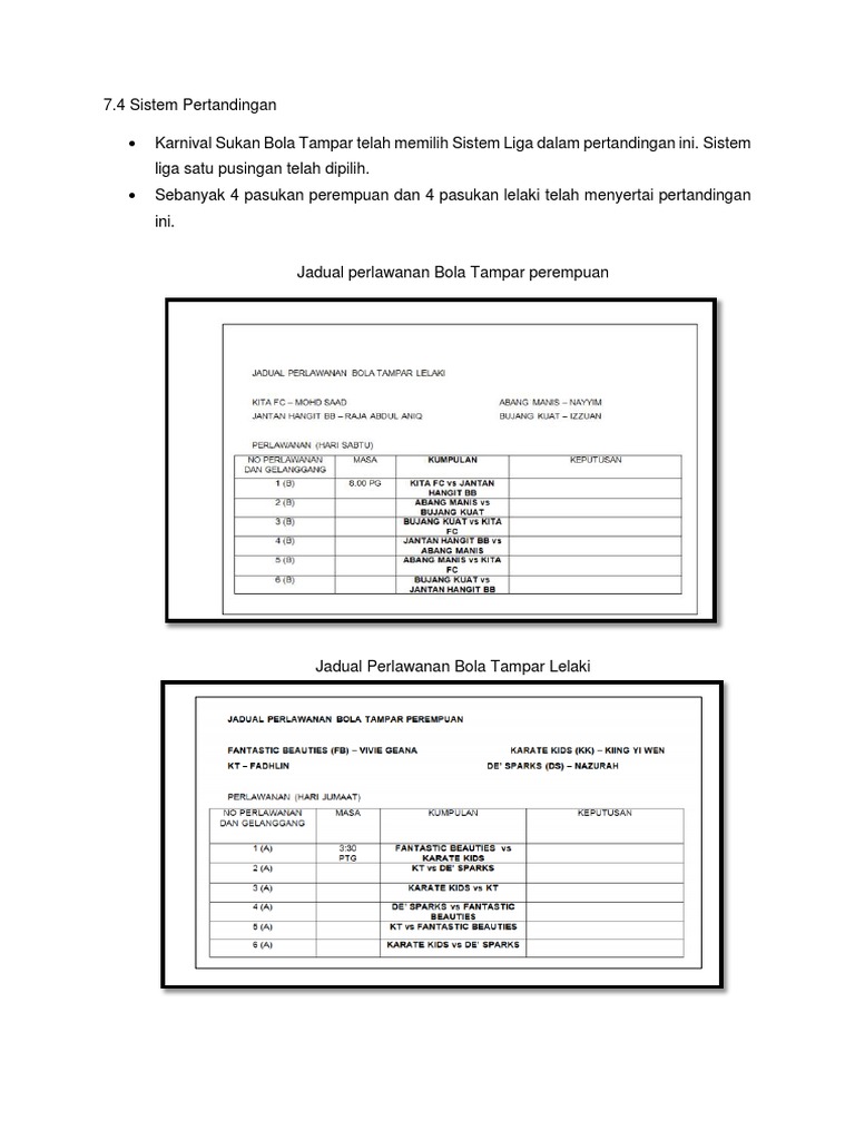 Sistem Liga Pertandingan Bola Tampar | PDF