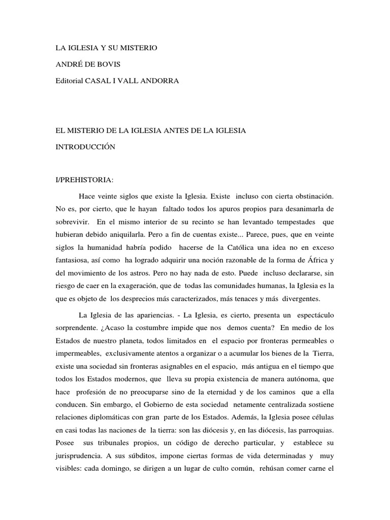 Iglesia y Su Misterio, La - André de Bovis | PDF | Cristo (título ...