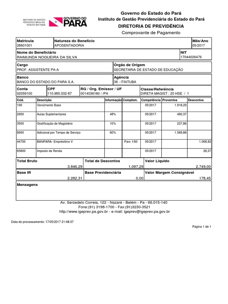 Contra Cheque 2 | PDF | Pagamentos | Indústrias de serviços
