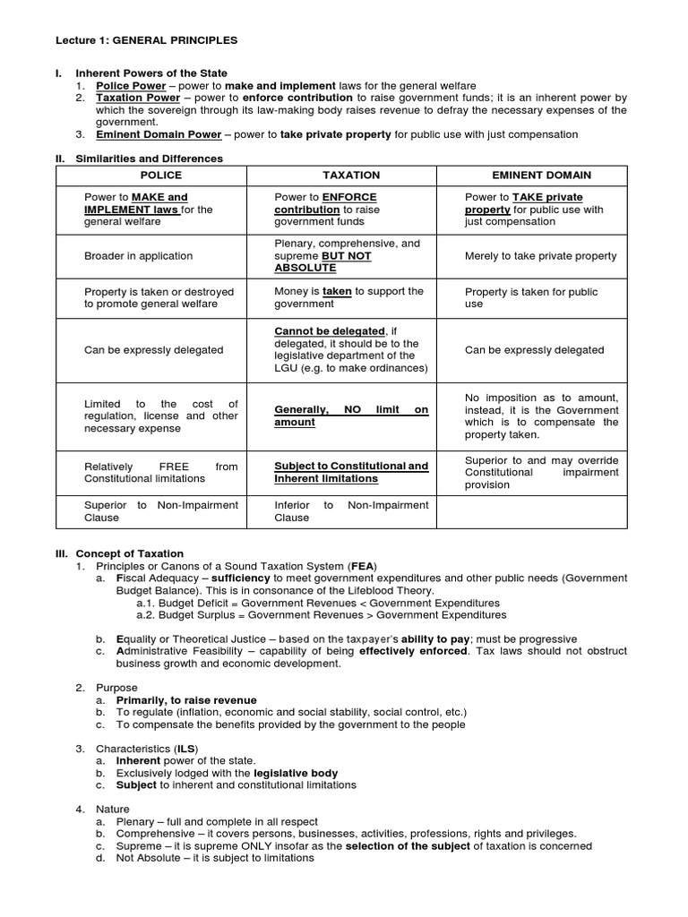 Lecture 1 - General Principles | Download Free PDF | Taxation In The ...