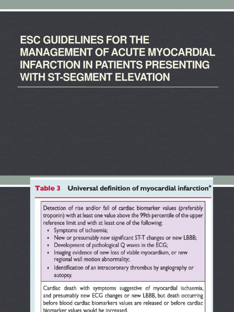 Esc Guidelines For The Management of Acute Myocardial Infarction in ...