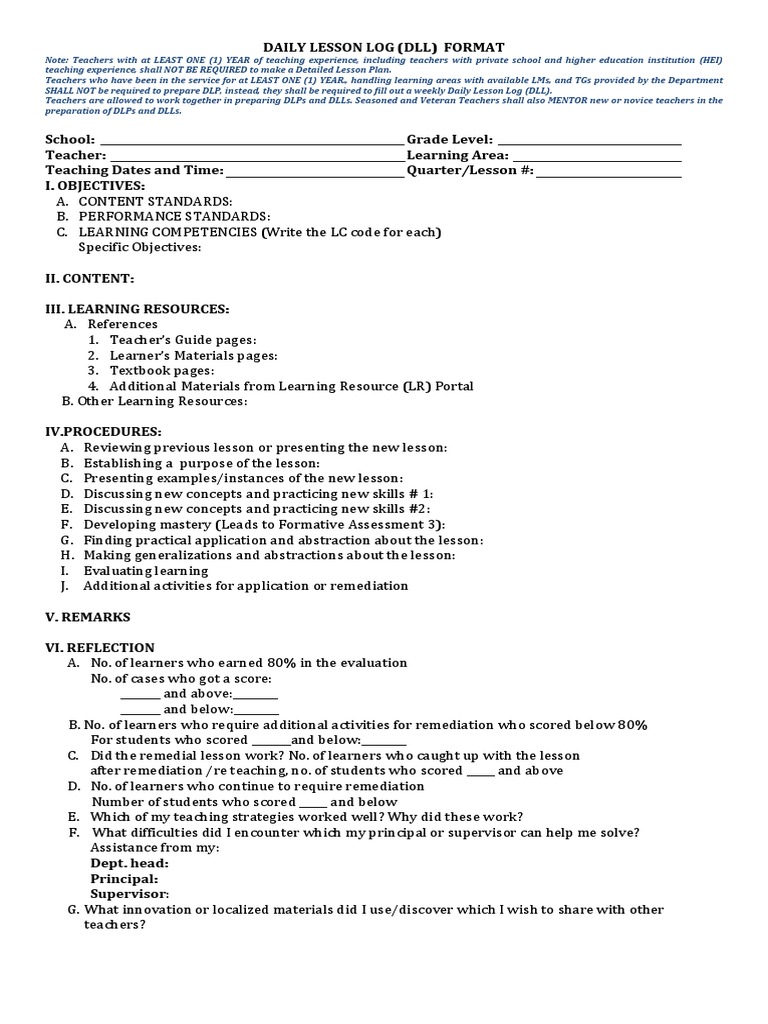 DLL Format | PDF | Teachers | Sharing