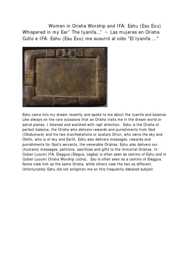 Women in Orisa Worship and IFA Esu | PDF | Santería | Religion And Belief