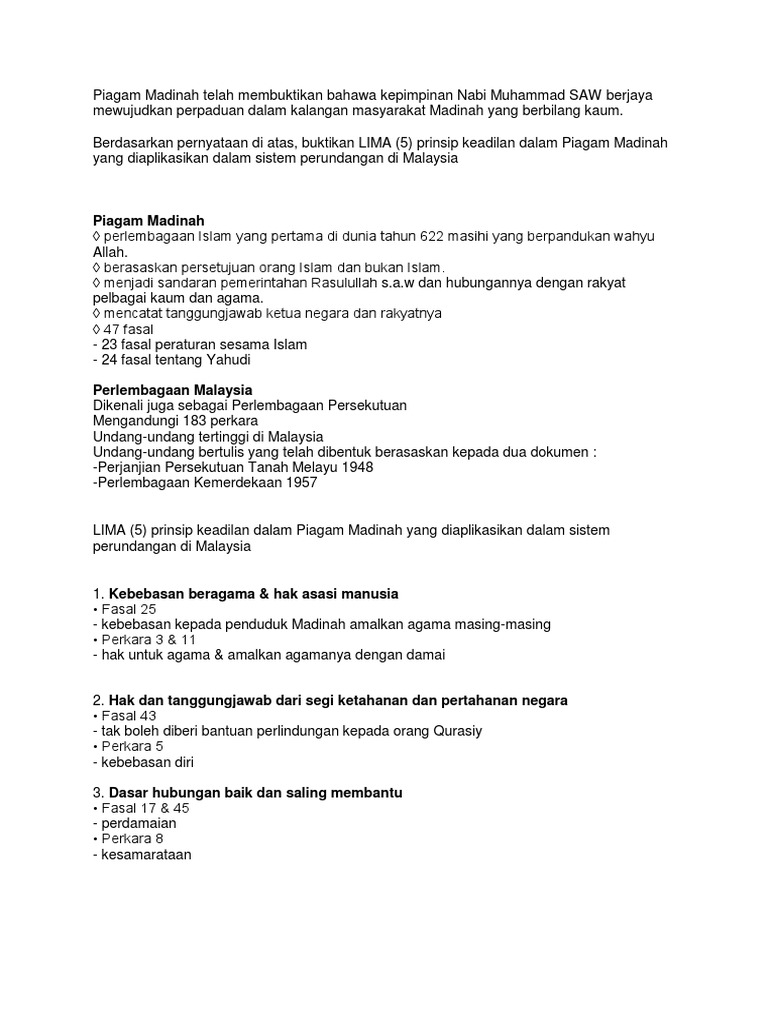 Piagam Madinah | PDF