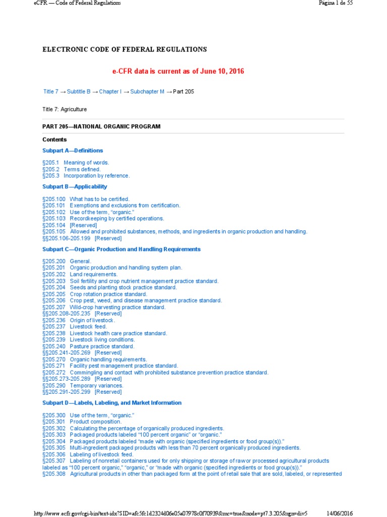 7 CFR Part 205-National Organic Program PDF | PDF | Organic Farming ...
