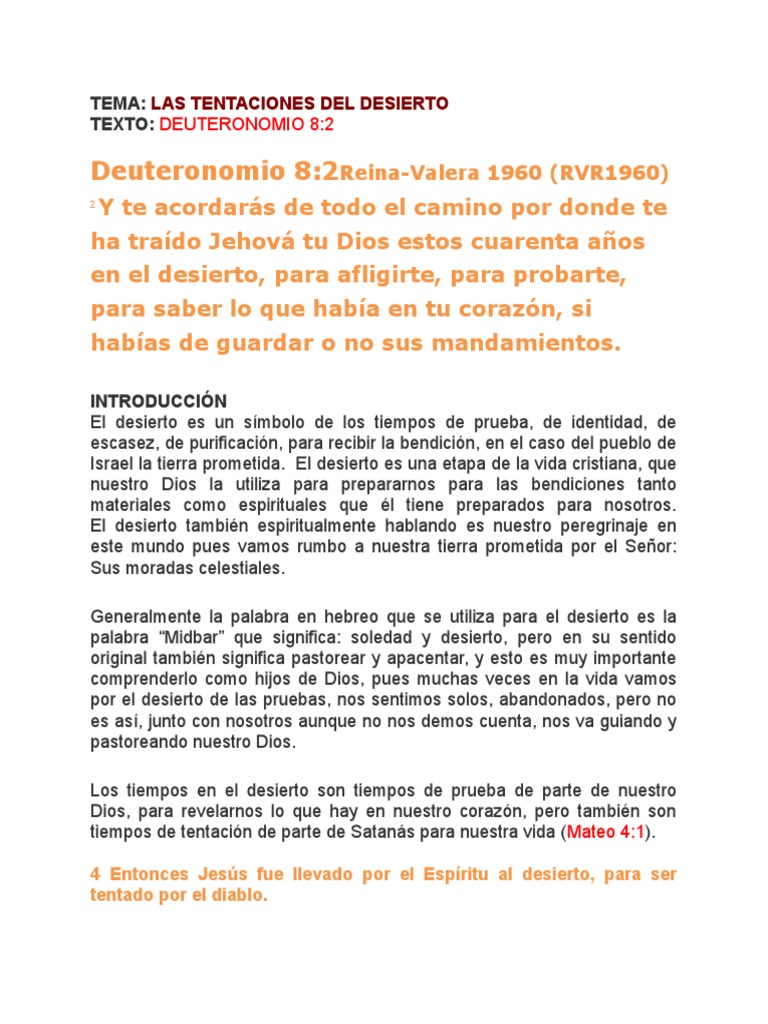 Las Tentaciones en El Desierto | PDF | Moisés | Yahvé