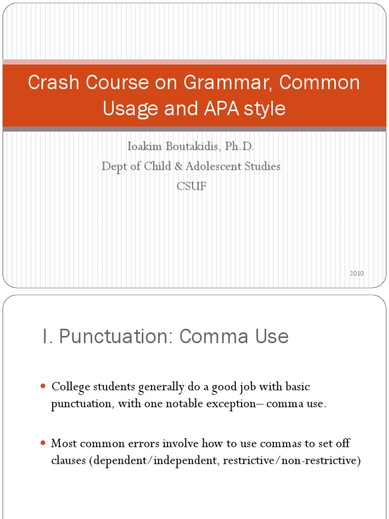 APA Grammar Crash Course | PDF | Noun | Subject (Grammar)