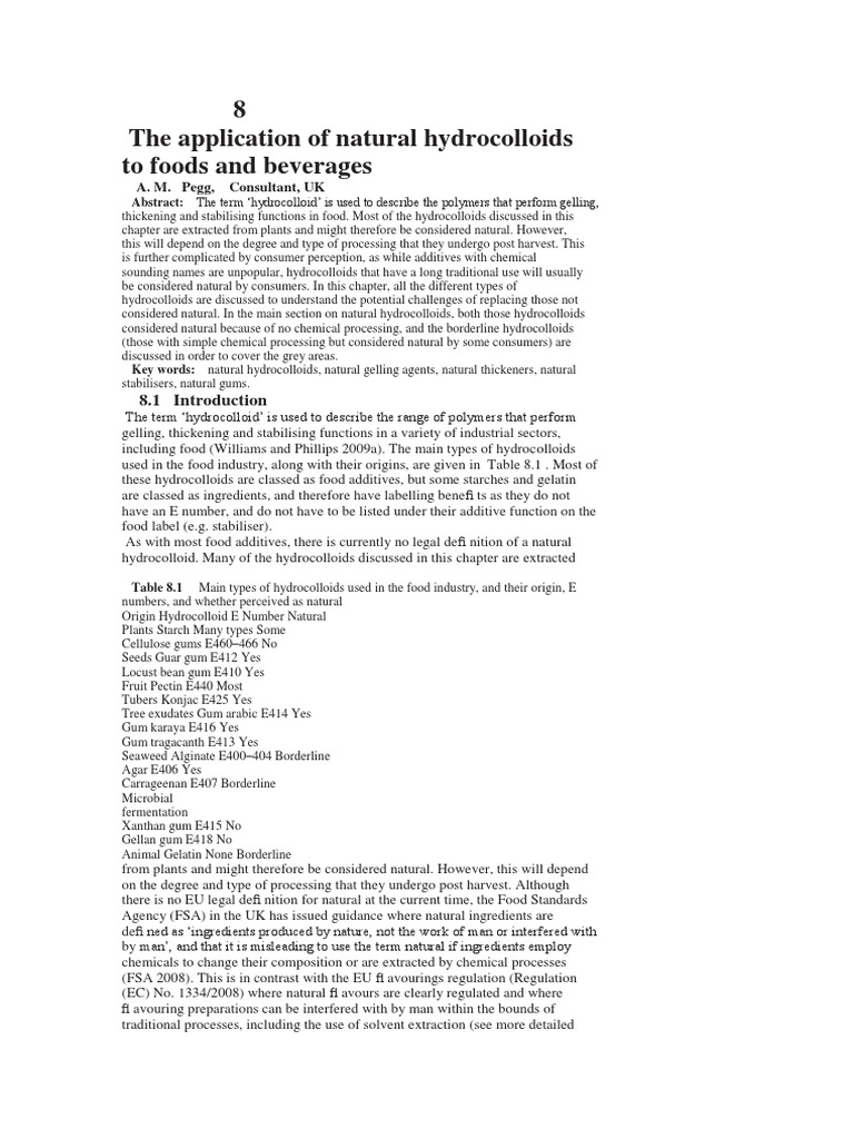 8 The Application of Natural Hydrocolloids To Foods and Beverages | PDF ...
