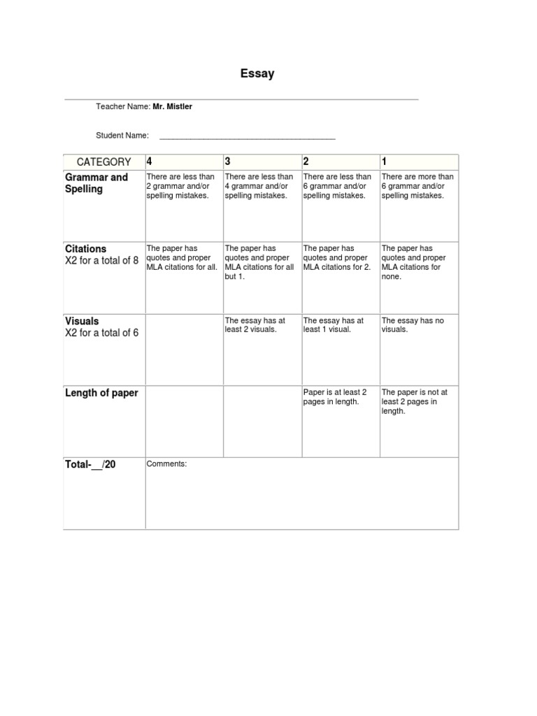 Essay Rubric | PDF