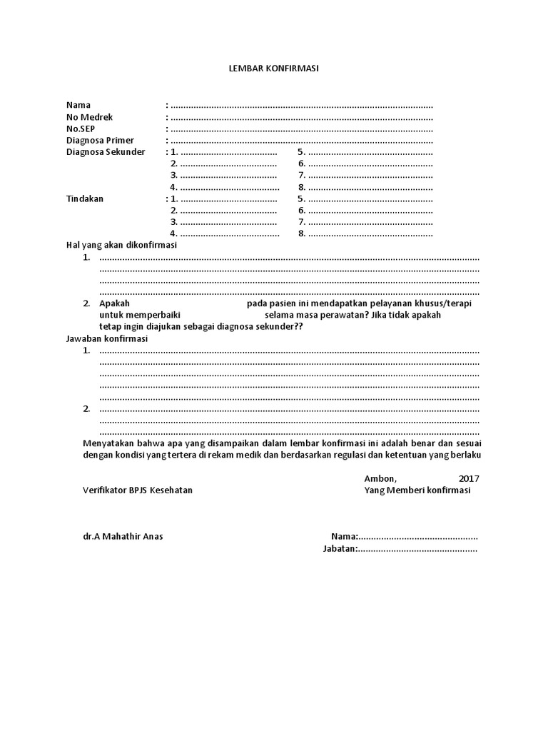 Format Lembar Konfirmasi | PDF